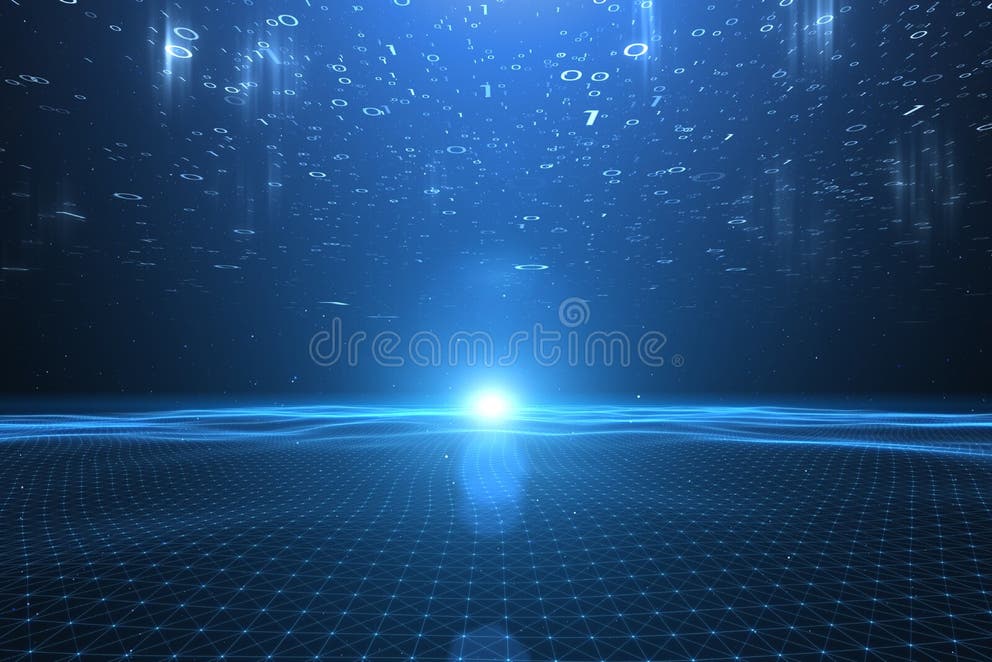 Digital Wavy Network Net with Binary Numbers Stock Illustration ...