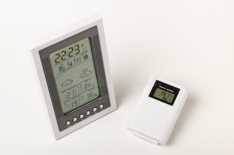 Digital Weather Station with Wireless Sensor Isolated Stock Photo ...