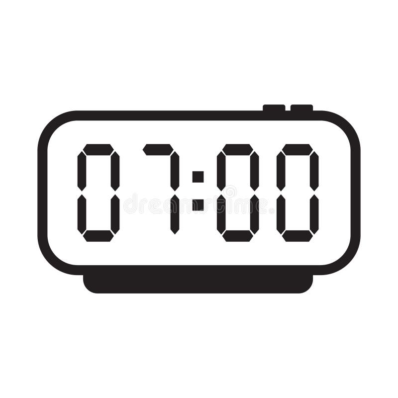 Digital-Weckerikone Mit Sieben Morgens Auf Schirm, Stock Abbildung ...