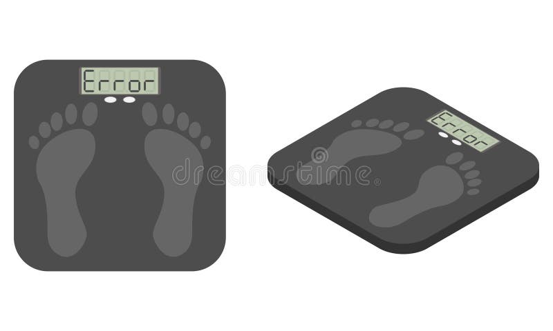 Digital Weighing Scales with Error Message on a Display. Flat Design ...