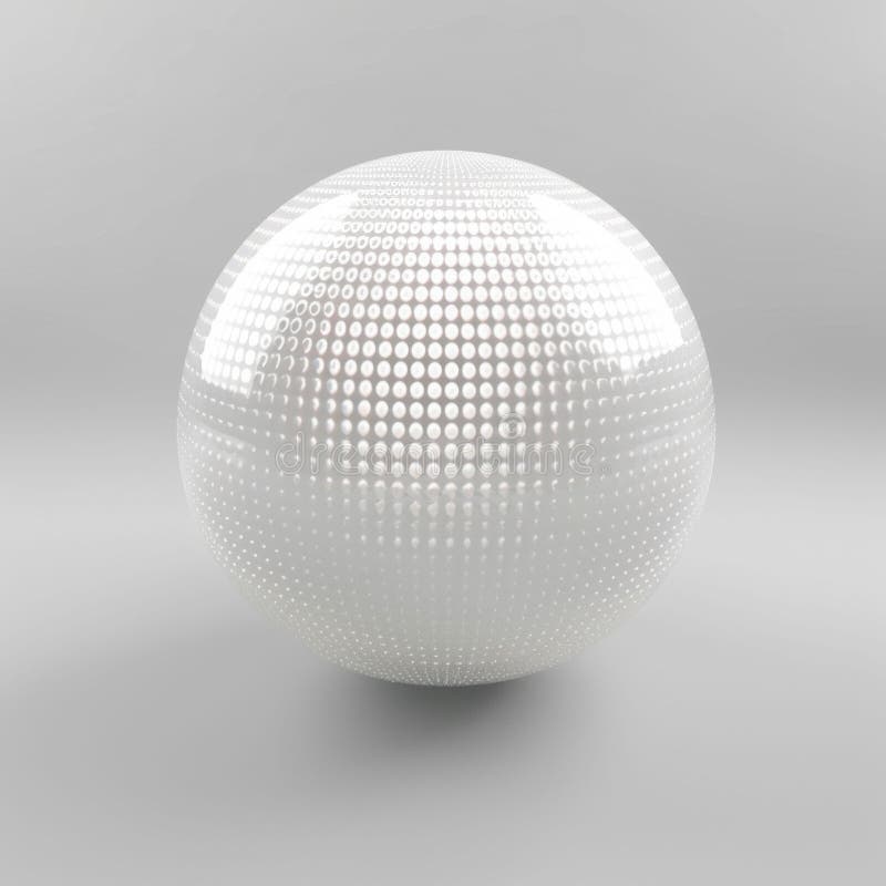 Digital White 3D Ball on Reflective Surface. Generative Ai Stock ...