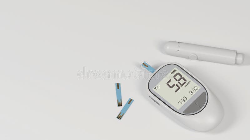Digital White Glucometer Tools - Diabetes Home Testing Kit Isolated on ...