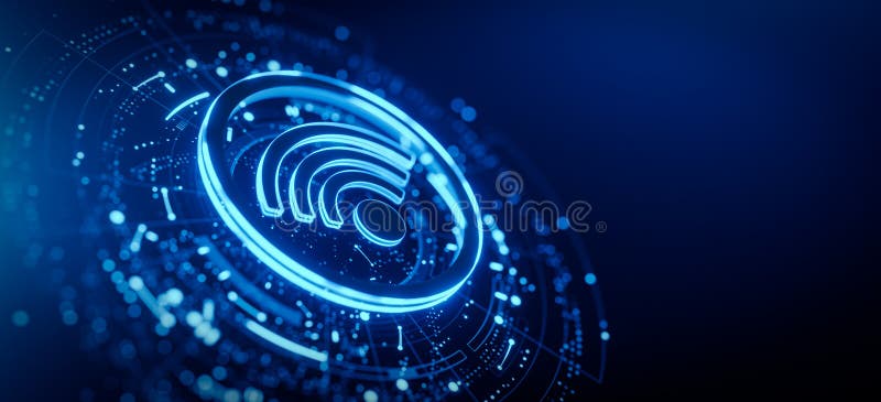 Digital Wi-Fi Icon. Network and Wireless Technology Concept Stock Photo ...