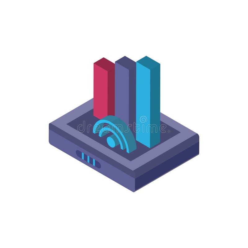 Digital Wifi and Bars Isometric Icon Vector Design Stock Vector ...