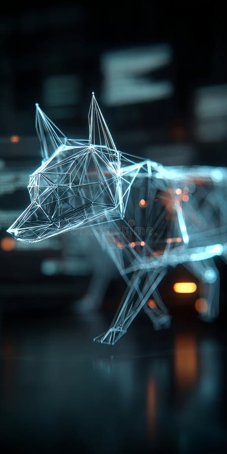 Digital Wildlife Holographic Fox Projection in Glowing Urban Setting ...