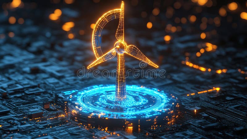 Digital Wind Turbine on Circuit Board, Energy Future Stock Image ...