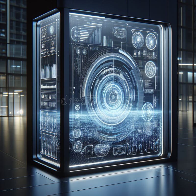 Digital Window Design with Ai Graphic in Future Stock Illustration ...