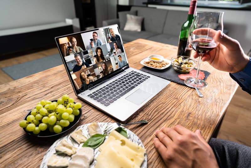 Digital Wine Tasting Virtual Dinner Event Stock Photo - Image of ...