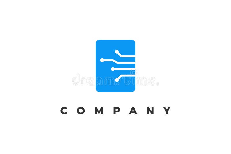 Digital Wire on Rectangle Shape Blue Logo Stock Illustration ...
