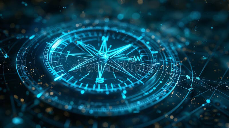 Digital Wireframe of a Compass, Strategic Direction in Business Stock ...