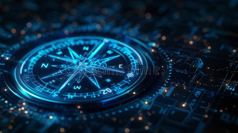 Digital Wireframe of a Compass, Strategic Direction in Business Stock ...