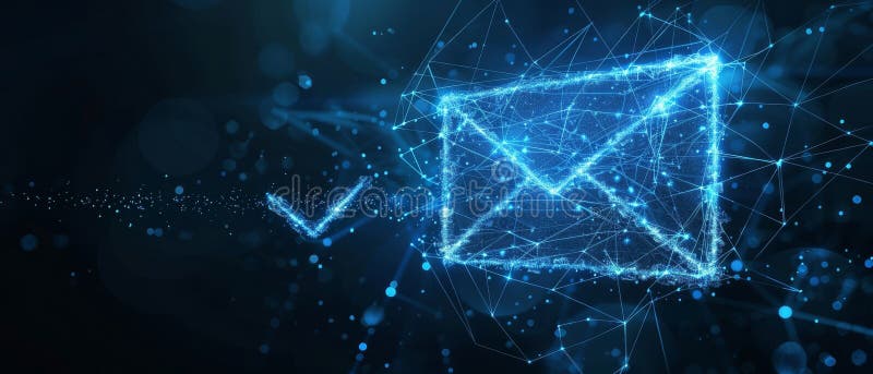 Digital Wireframe Email Icon, Communication in Modern Business Stock ...