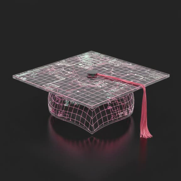 Digital Wireframe Graduation Cap: Pink and Grey Mesh Stock Illustration ...