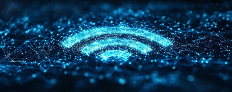 Digital Wireframe Illustration of Wi-Fi Symbol Representing ...