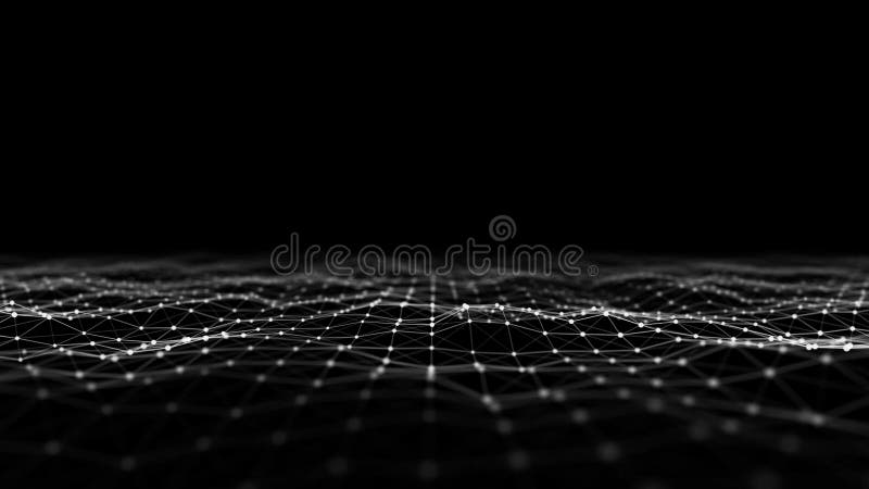 Digital Wireframe Landscape. Digital Cyberspace in Mountains with ...