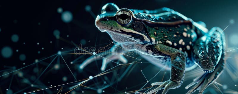 A Digital Wireframe of a Leaping Frog, with Polygonal Shapes and ...