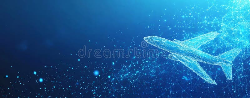 A Digital Wireframe Plane Illustrating Cutting-edge Aviation Technology ...