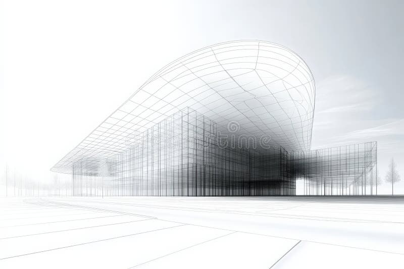 Architectural Wireframe Design of Modern Building Stock Illustration ...