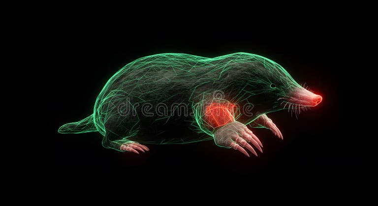 Digital Wireframe Rendering of a European Mole Detailed Anatomy ...