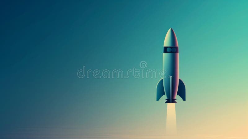 A Digital Wireframe Rocket Launching into a Starry Sky, Overlaying a ...