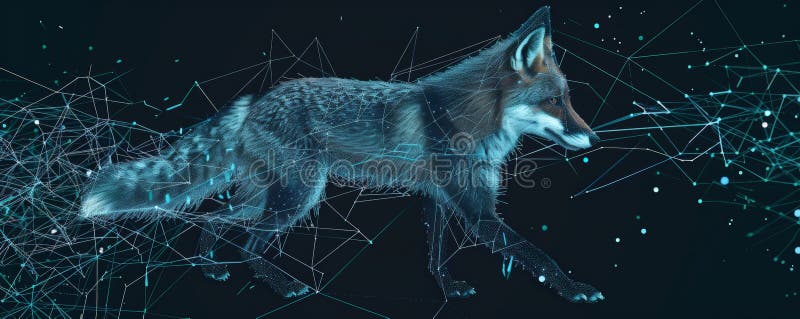 A Digital Wireframe of a Slinking Fox, with Polygonal Shapes and ...