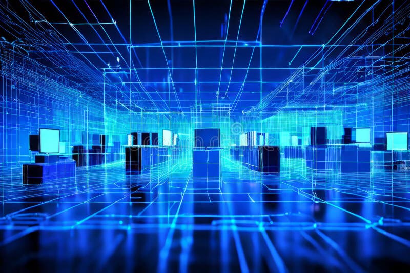 Digital Wireframe a Technical Digital Representation of Office a Stock ...