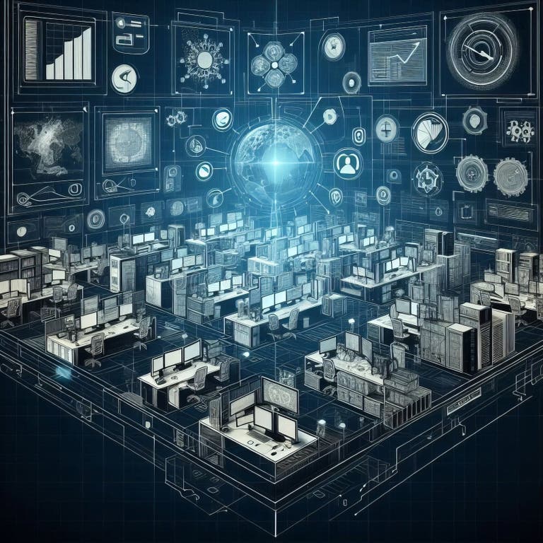 Digital Wireframe a Technical Digital Representation of Office a Stock Illustration ...