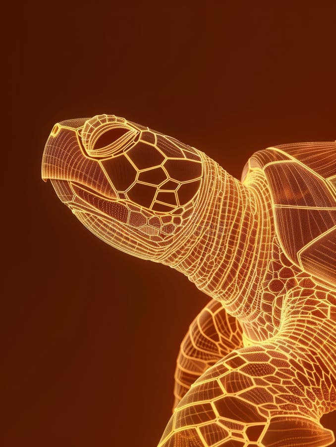 Digital Wireframe of a Turtle with Glowing Lines Stock Photo - Image of ...