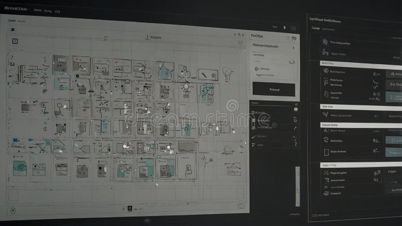 Digital Wireframe UI UX Design Concept on Screen Stock Illustration ...