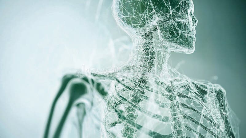 Digital Wireframe Visualization of the Human Skeleton, Highlighting ...