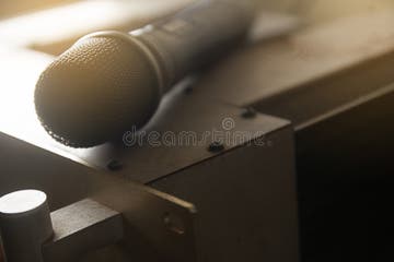 Digital Wireless Microphone on an Analog Amplifier Stock Illustration ...
