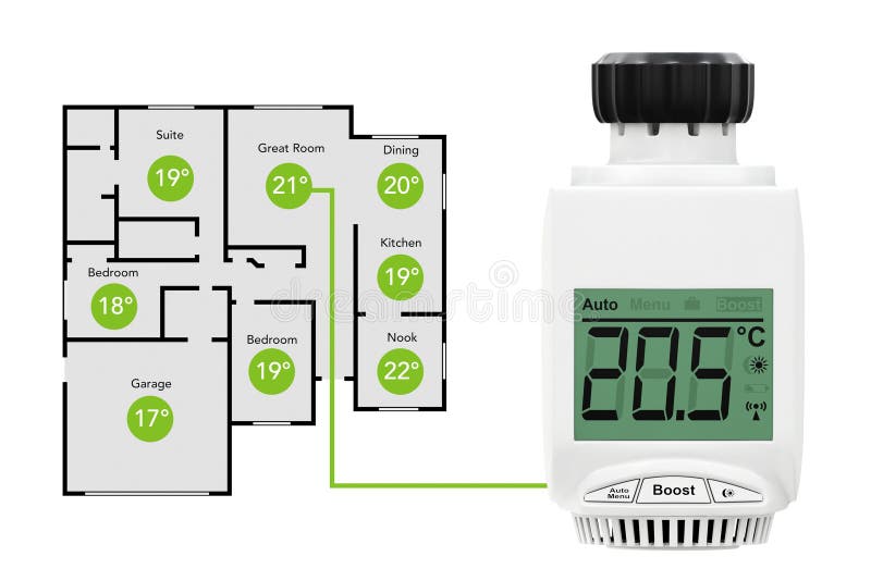 Digital Wireless Radiator Thermostatic Valve As Climate Control Stock ...