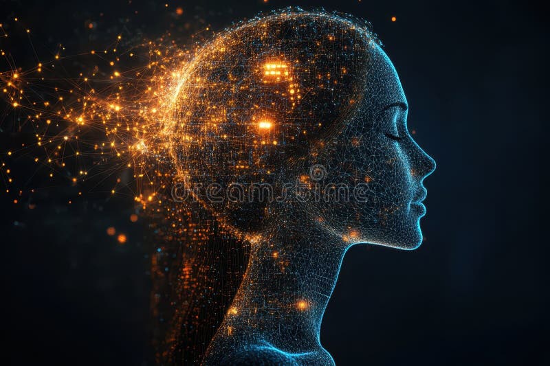 Digital Woman Artificial Intelligence Network Mind Stock Illustration ...