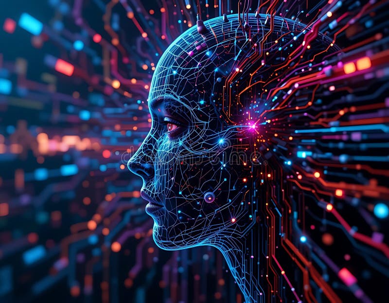 Digital Woman Connected with Data Streams Technology Concept for Future ...