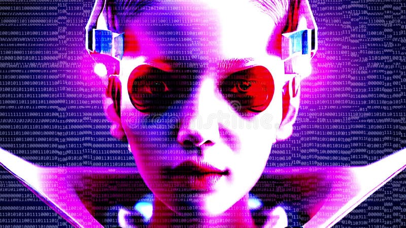 Digital Woman Cyborg Sci-Fi Animation of the Digital World Stock Video ...