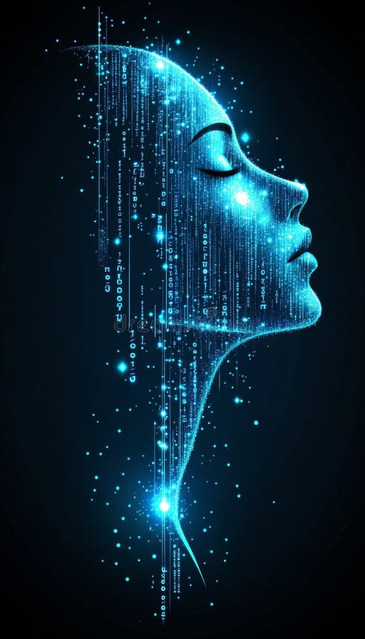 Digital Woman Profile Technology, Beauty, and Data Flow in a Glowing ...
