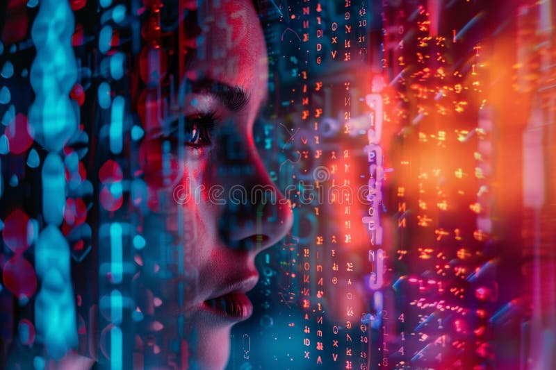 Digital Woman stock illustration. Illustration of fiction - 351036681