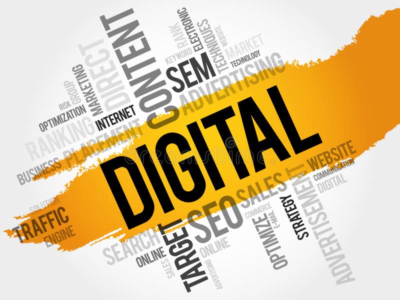 DIGITAL word cloud stock illustration. Illustration of background ...