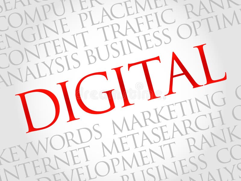 Digital word cloud concept stock illustration. Illustration of push ...