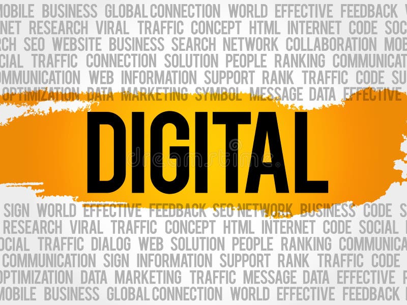 DIGITAL word cloud collage stock illustration. Illustration of ...