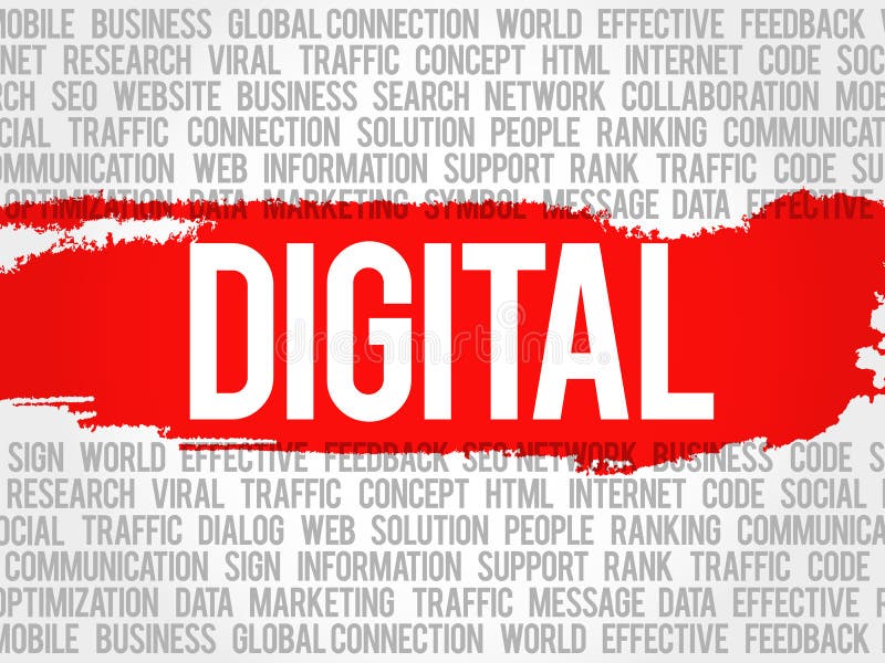 DIGITAL word cloud collage stock illustration. Illustration of commerce ...