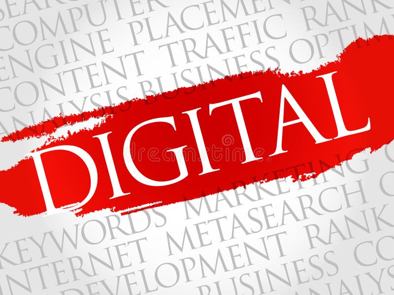 DIGITAL word cloud stock illustration. Illustration of advertising ...
