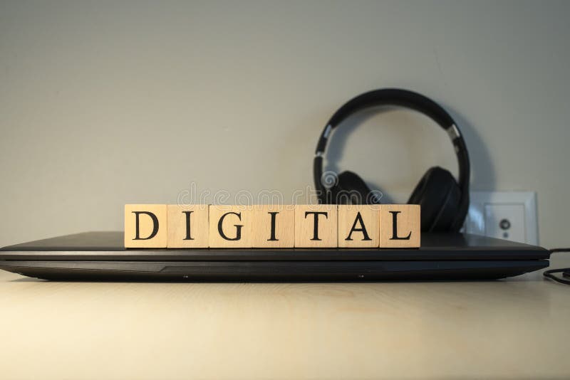 DIGITAL Word Inscription on Wooden Cube Blocks Stock Image - Image of ...