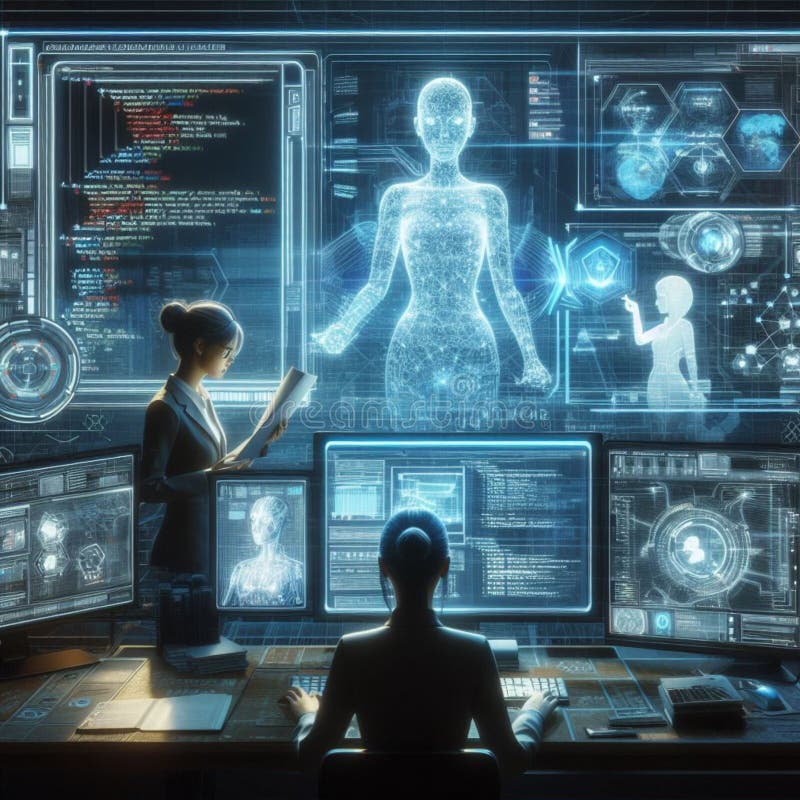 Digital Work in Future with Ai Graphic Stock Illustration ...