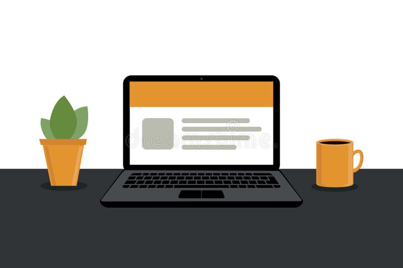 Digital Work Place Home Office Online Via Internet on Computer Stock ...