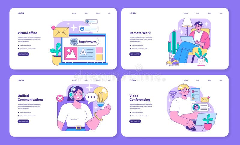 Digital Work Solutions Set. Flat Vector Illustration Stock Vector ...