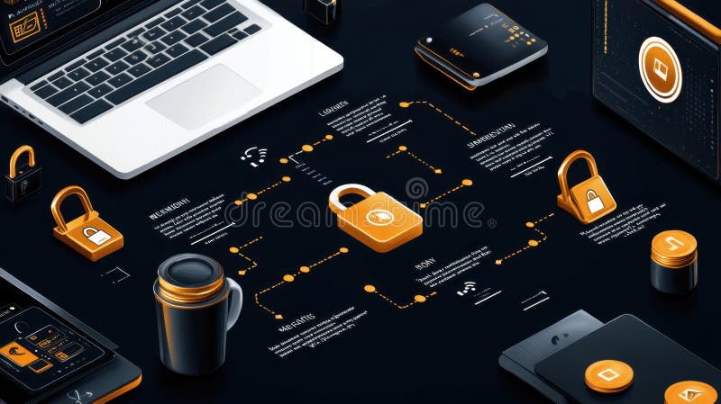 Digital Workflow Diagram Showcasing Secure Data Management with Devices ...