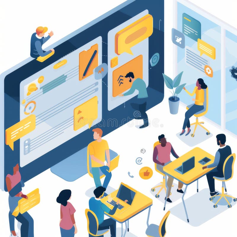 Digital Workplace Isometric Design Stock Illustration - Illustration of office, analytics: 321425680