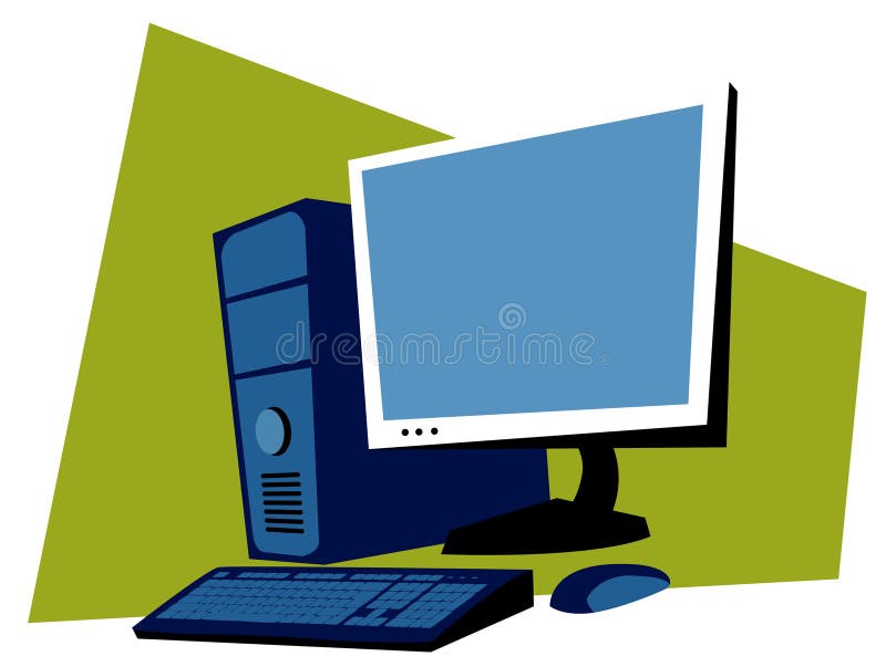 Digital Workplace. a Powerful Computer on Office Desk Stock Vector ...