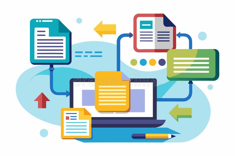 A Digital Workspace Featuring Document Transfers, Illustrating Various ...